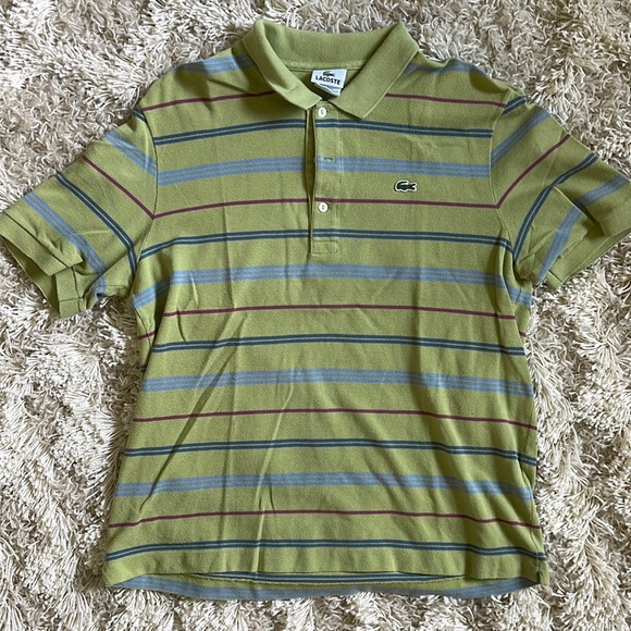 Lacoste | Shirts | Lacoste Polo In Green With Stripes | Poshmark